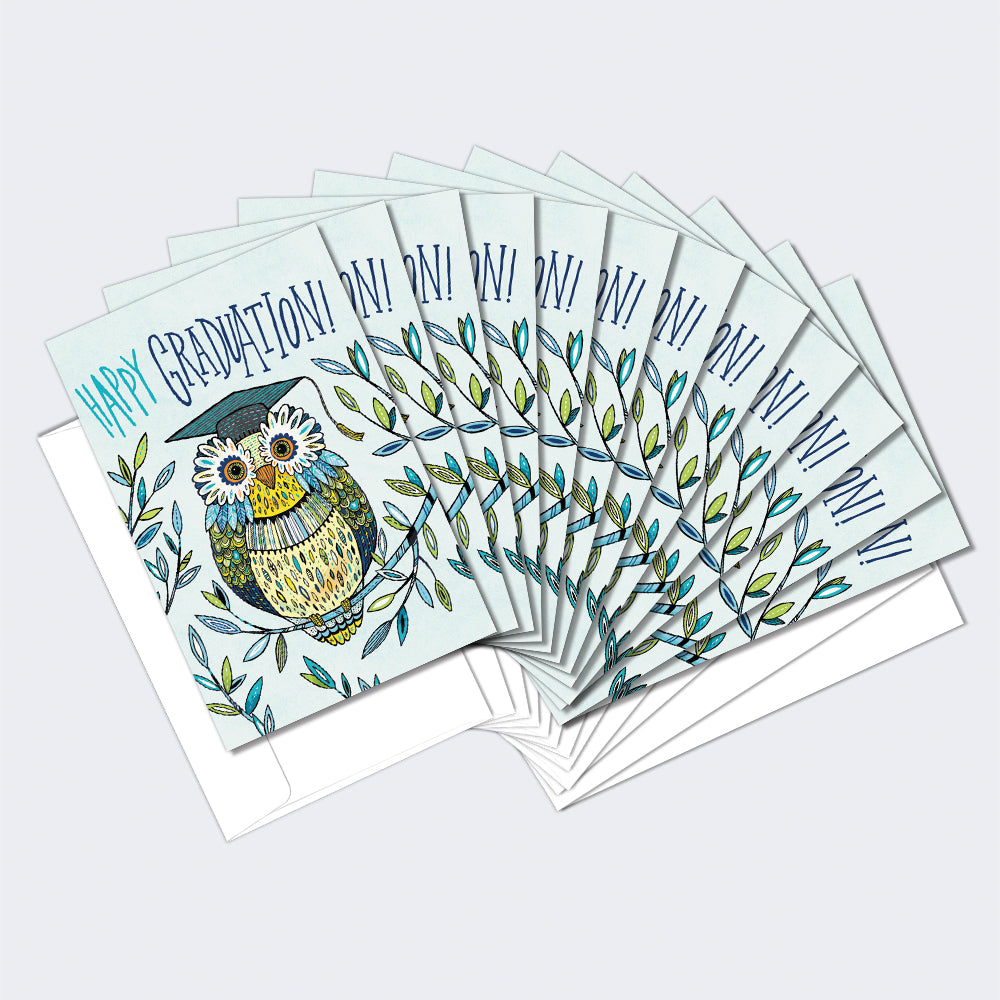 Graduation Owl 12 Pack Notecards – Tree-Free Greetings