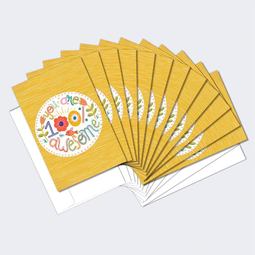 100 Percent Awesome 12-Pack Notecards – Tree-Free Greetings