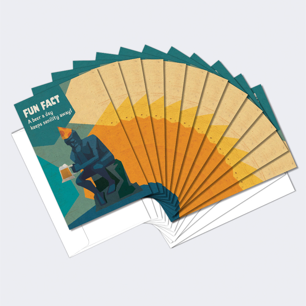 Thinker Beer Fun Fact 12 Pack Notecards – Tree-Free Greetings