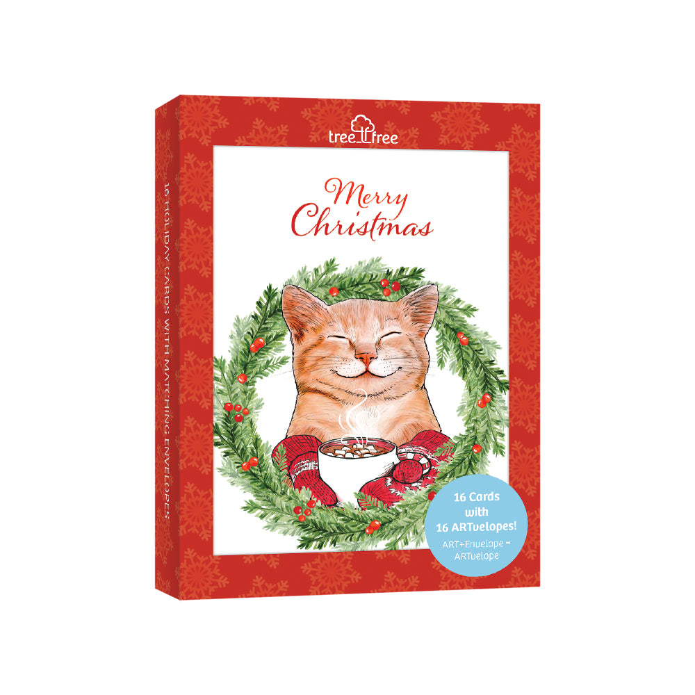 Joyous Cat Holiday Box 16 Pack – Tree-Free Greetings