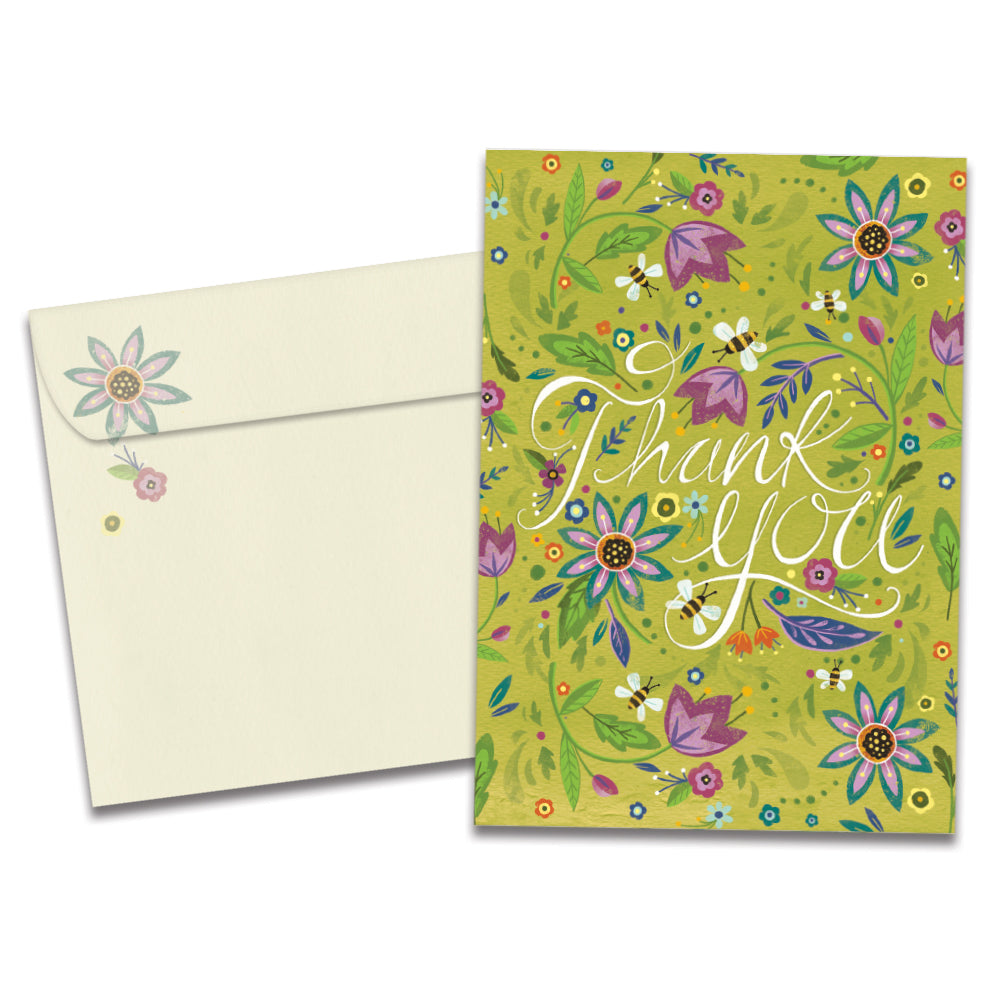 Pretty Thanks Thank You Greeting Card 6 Pack – Tree-Free Greetings