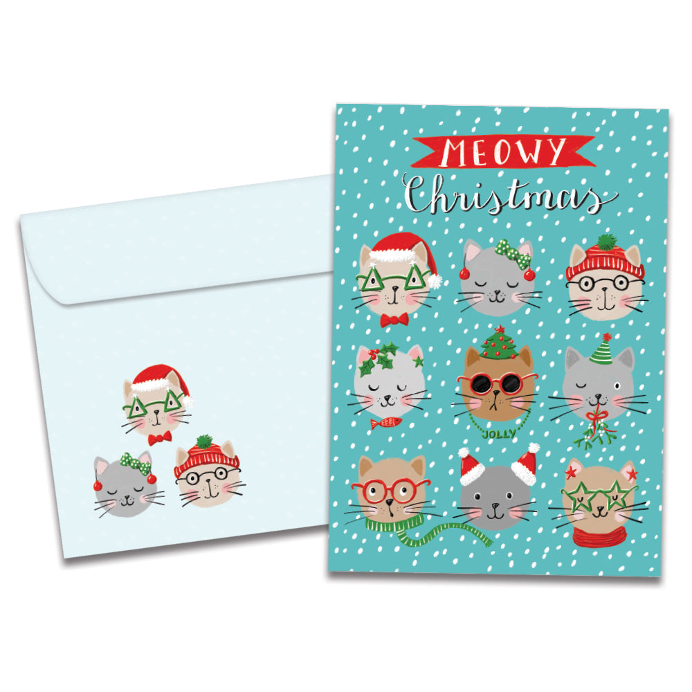 Meowy Christmas Greeting Card 4 Pack – Tree-Free Greetings