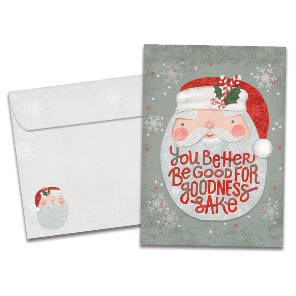 Santa Be Good Christmas Greeting Card 4 Pack – Tree-Free Greetings